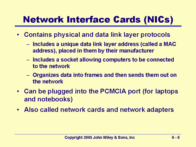 Network Interface Cards (NICs)