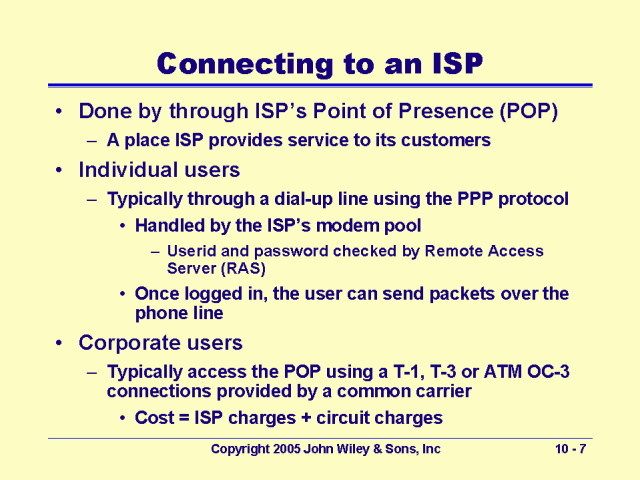Connecting to an ISP